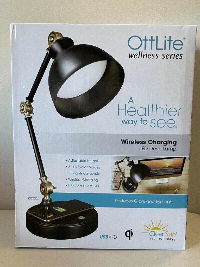 OttLite Wellness Series Wireless Charging LED Adjustable Executive Desk ...